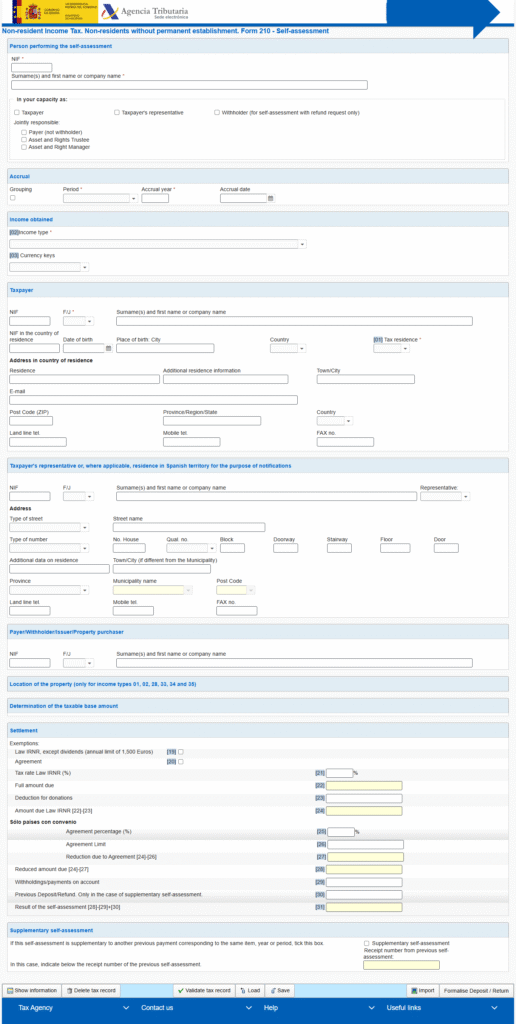 Modelo 210 Non-Residents - Spain Expat Tax